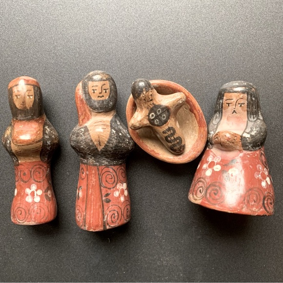 Holiday | Mexican Tonala Nativity Set Hand Painted Pottery Vintage 5 ...